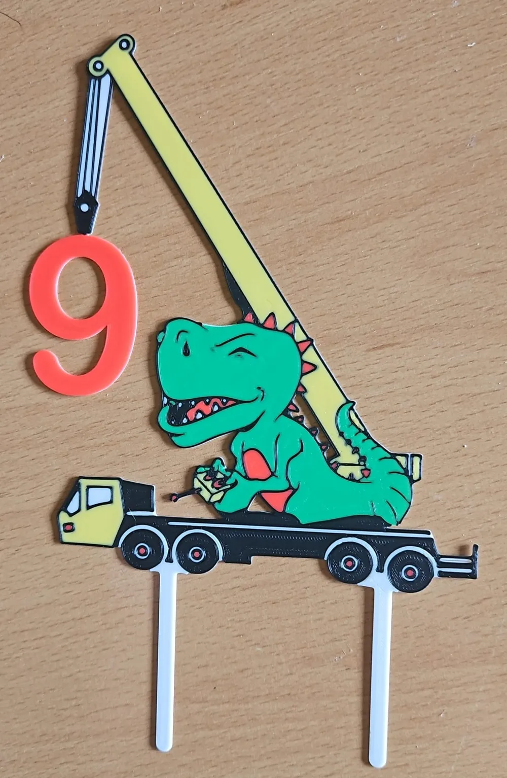 Dinosaur Crane Birthday Cake 1-9 Years by DaViNcHi MakerWorld: Download ...