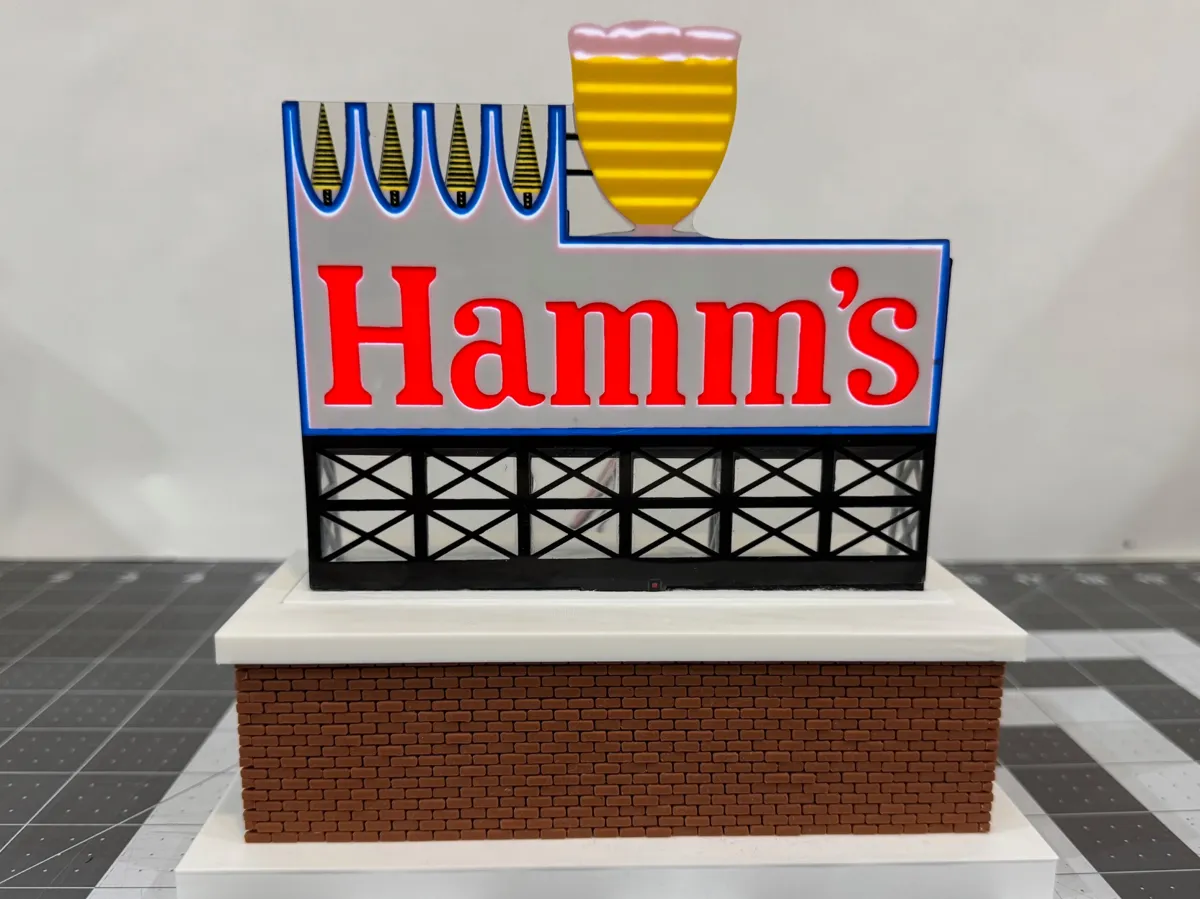Miller Engineering O/HO scale Hamm's sign base - Free 3D Print Model - MakerWorld