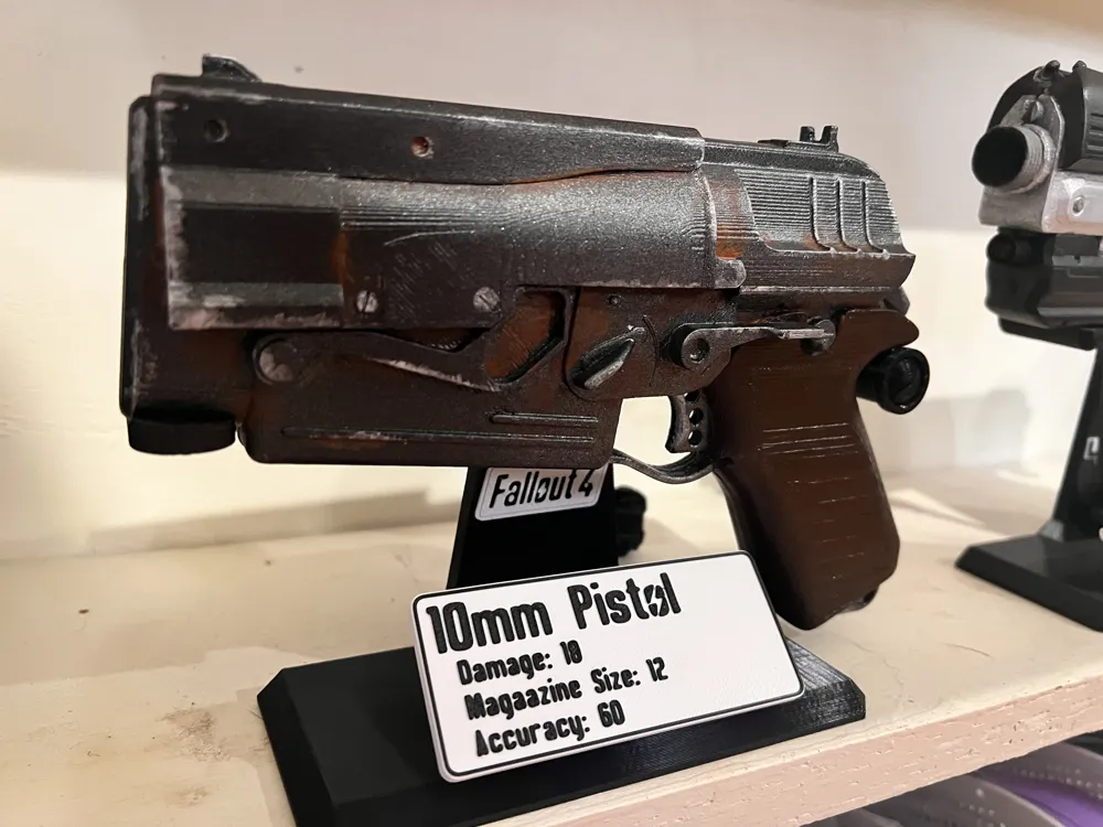 Fallout 4 10mm Pistol Stand - Free 3D Print Model - MakerWorld