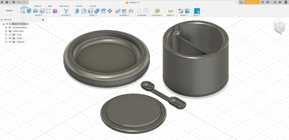 Salt Container with a spoon, lid, and storage base - Free 3D Print ...