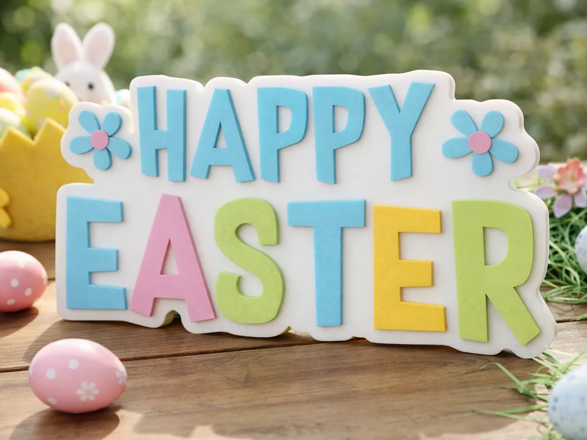 Happy Easter Sign - Free 3D Print Model - MakerWorld
