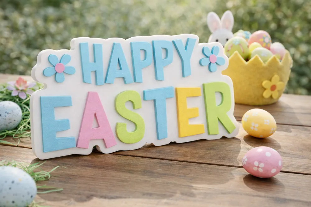 Happy Easter Sign - Free 3D Print Model - MakerWorld