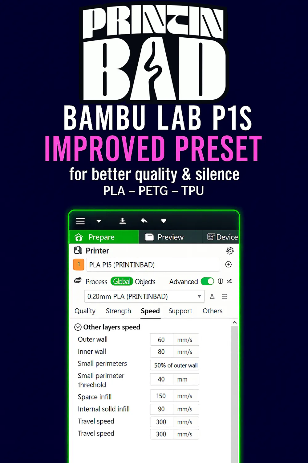 Improved Preset Bambu Lab P1S – by PrintinBad - Free 3D Print Model - MakerWorld