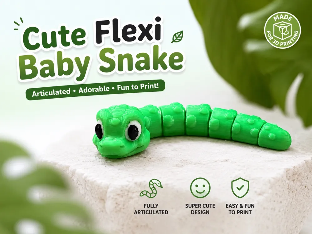 Cute Flexi Baby Snake - Free 3D Print Model - MakerWorld