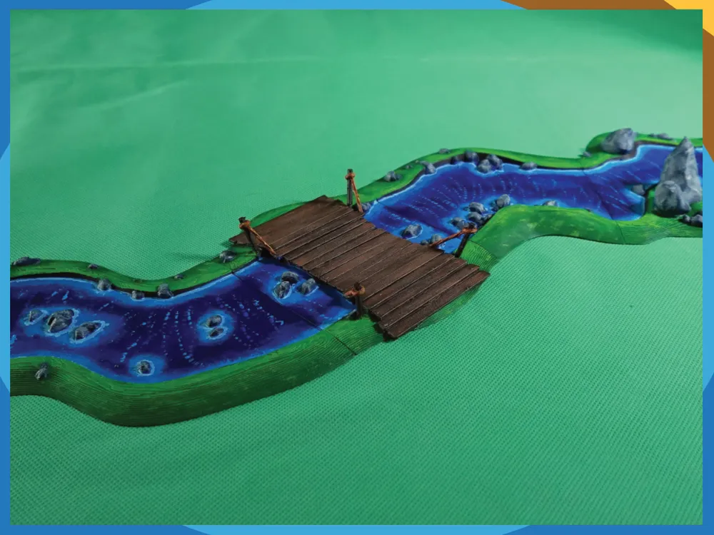 Modular River for Wargaming, Wide Bridge - Free 3D Print Model - MakerWorld