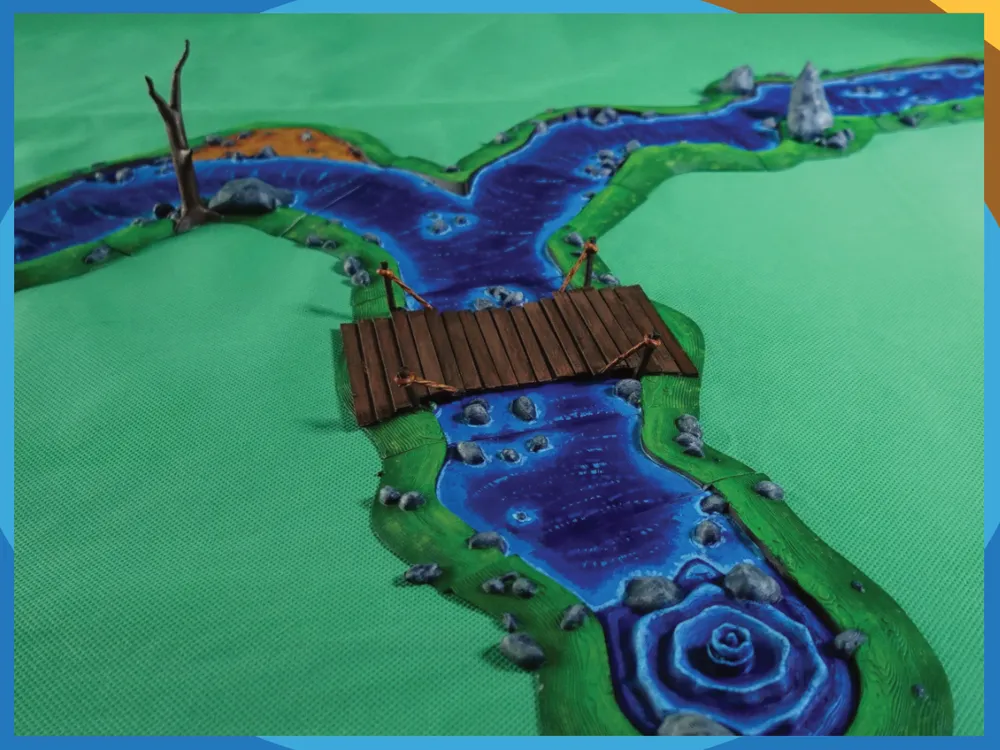 Modular River for Wargaming, Wide Bridge - Free 3D Print Model - MakerWorld