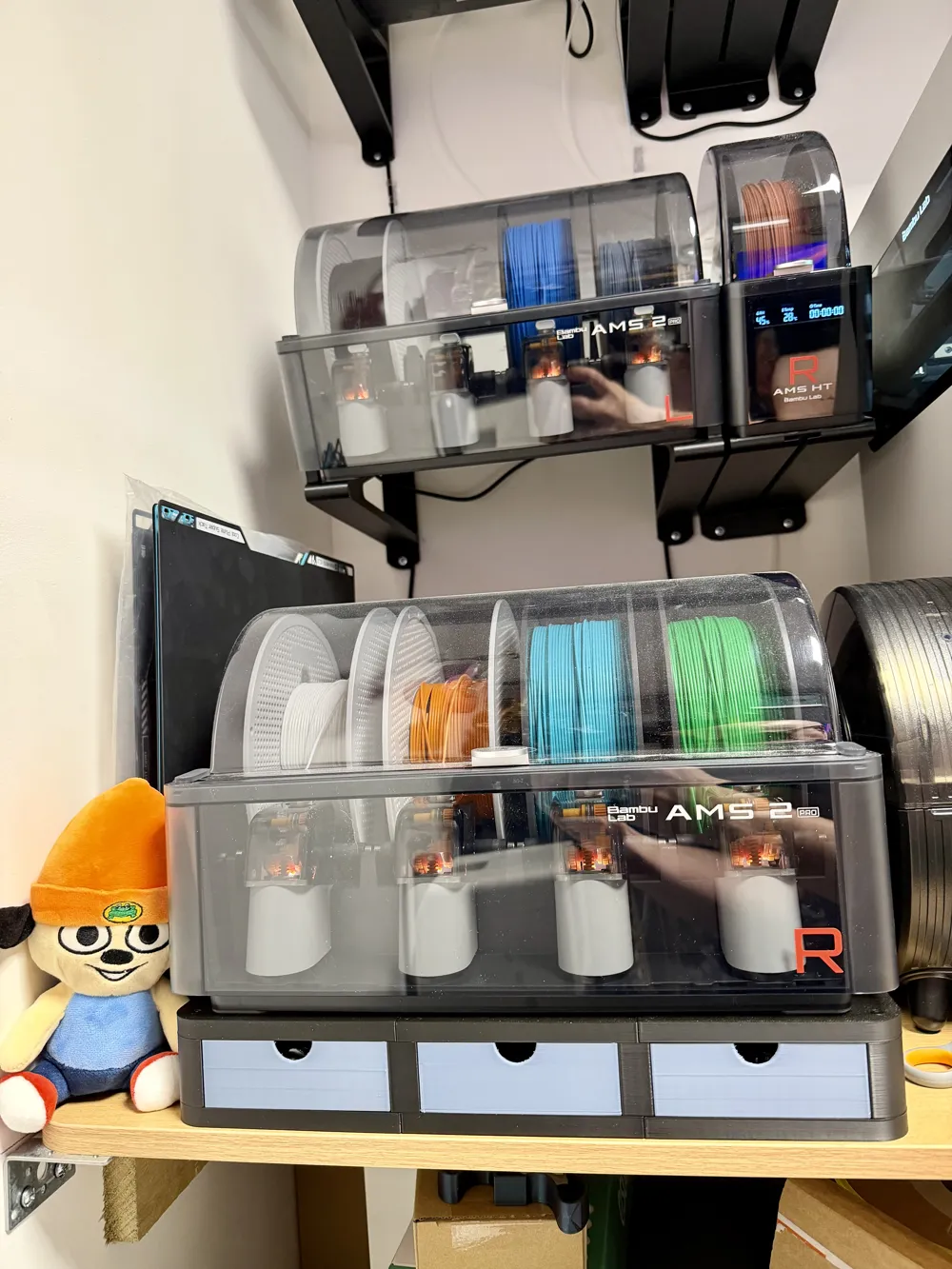 AMS riser with triple drawer storage system - Free 3D Print Model ...