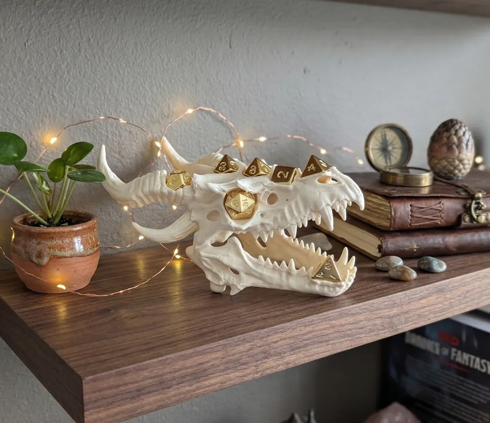 Dice Display Ancient Dragon Skull - Free 3D Print Model - MakerWorld