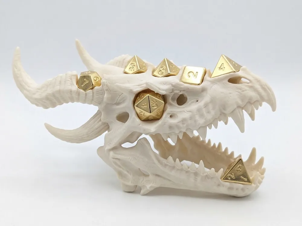 Dice Display Ancient Dragon Skull - Free 3D Print Model - MakerWorld