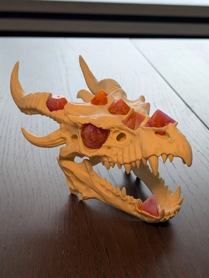 Dice Display Ancient Dragon Skull - Free 3D Print Model - MakerWorld