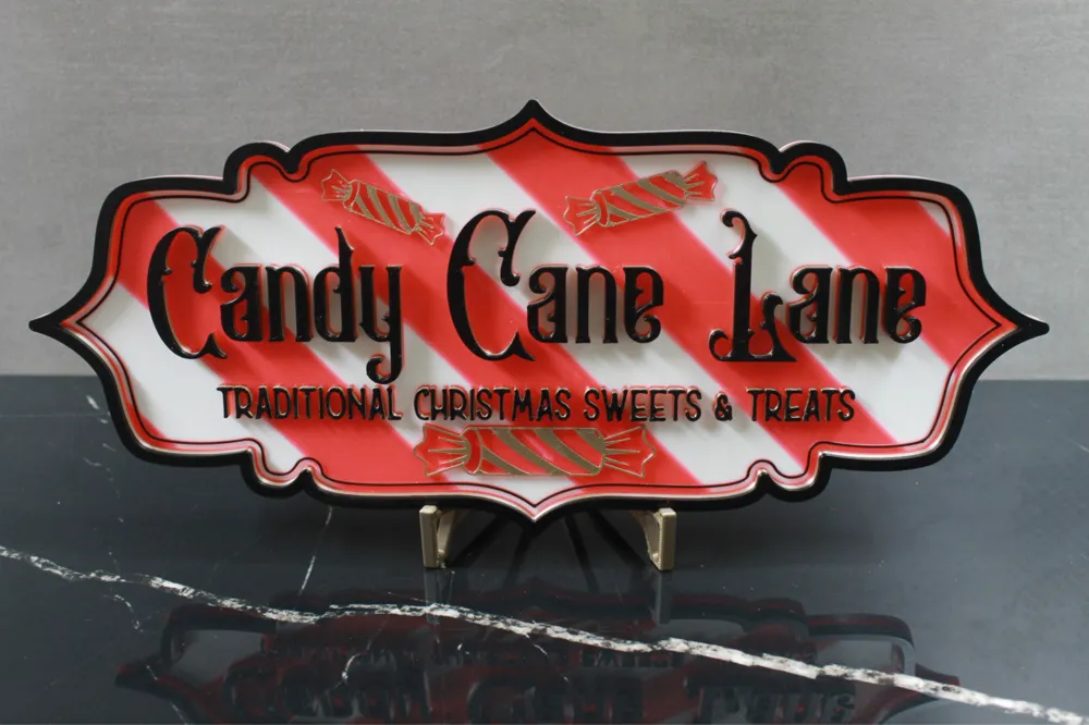 Candy Cane Lane Layered Art Sign - Free 3D Print Model - MakerWorld