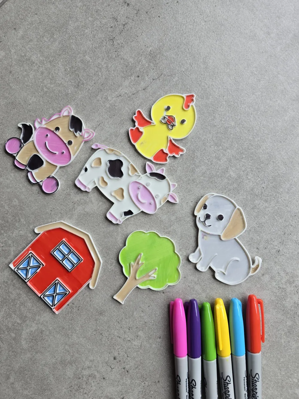 Cute Farm Animals Coloring Set Barn Chick Dog Cow - MakerWorld 3D Model ...