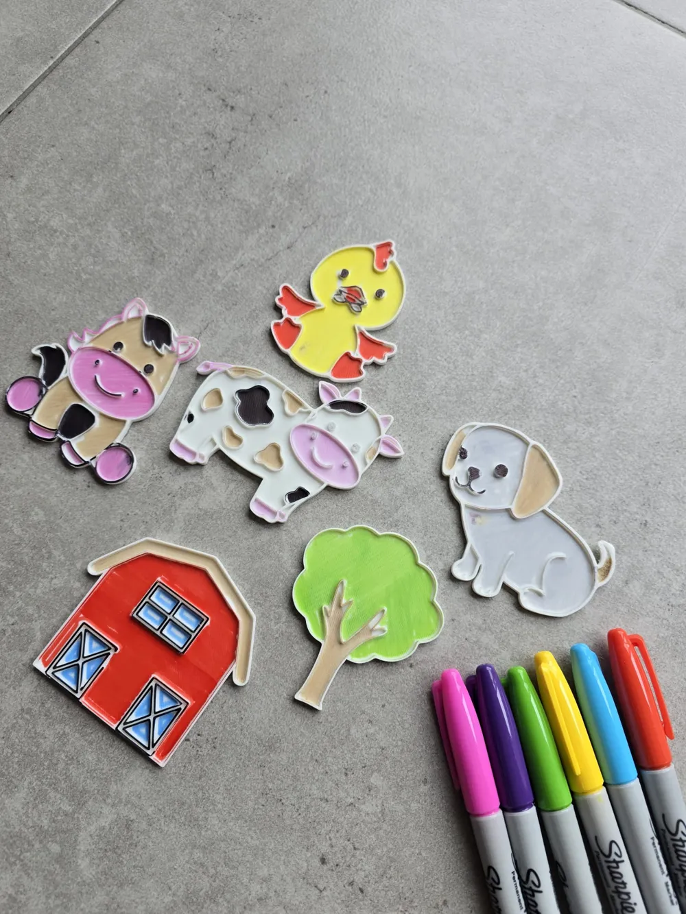 Cute Farm Animals Coloring Set Barn Chick Dog Cow - MakerWorld 3D Model ...