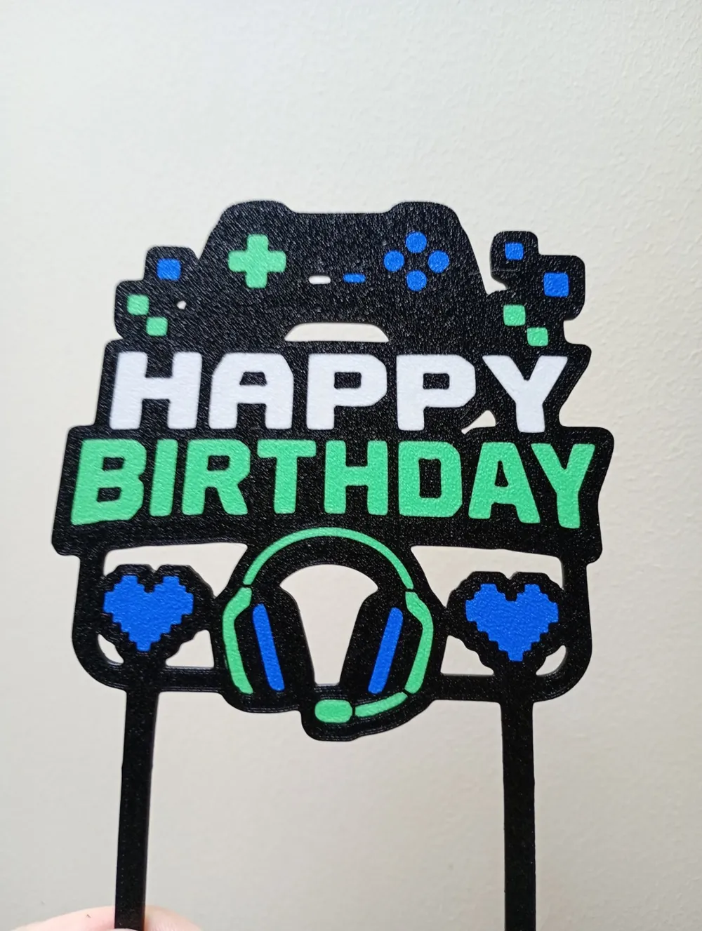Gaming Happy Birthday Cake Topper - Free 3D Print Model - MakerWorld