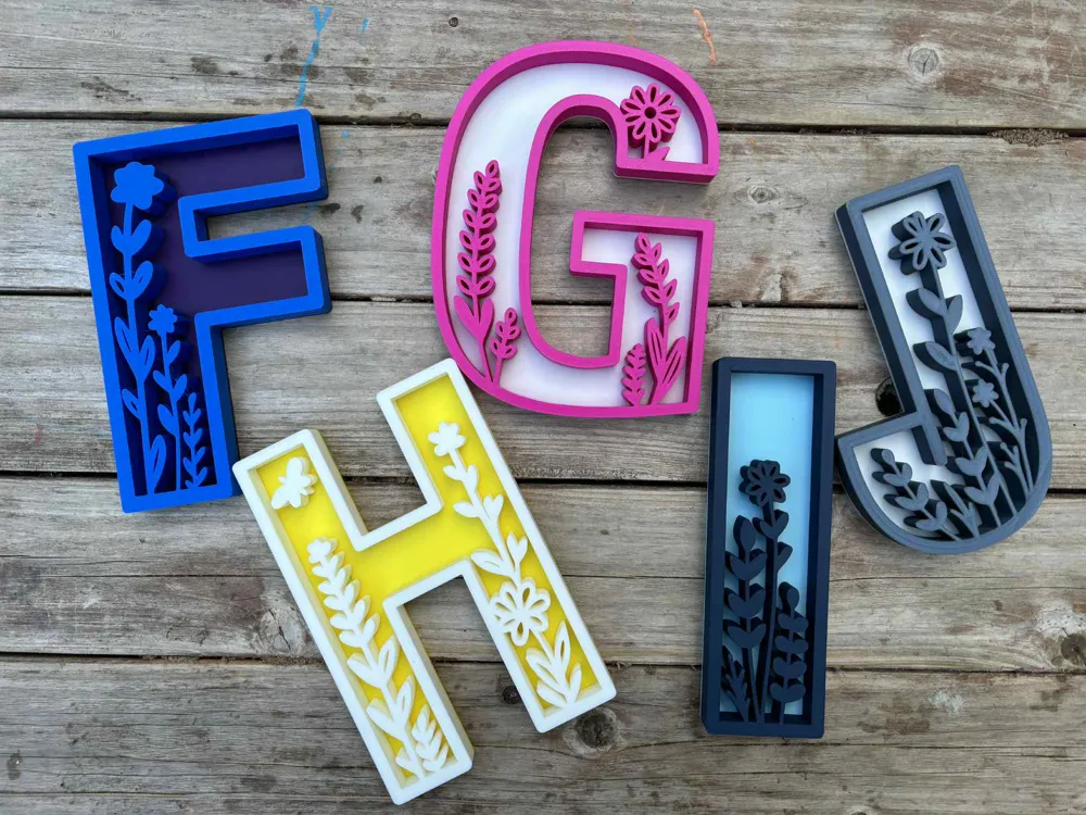 Floral Decor Letters - Free 3D Print Model - MakerWorld