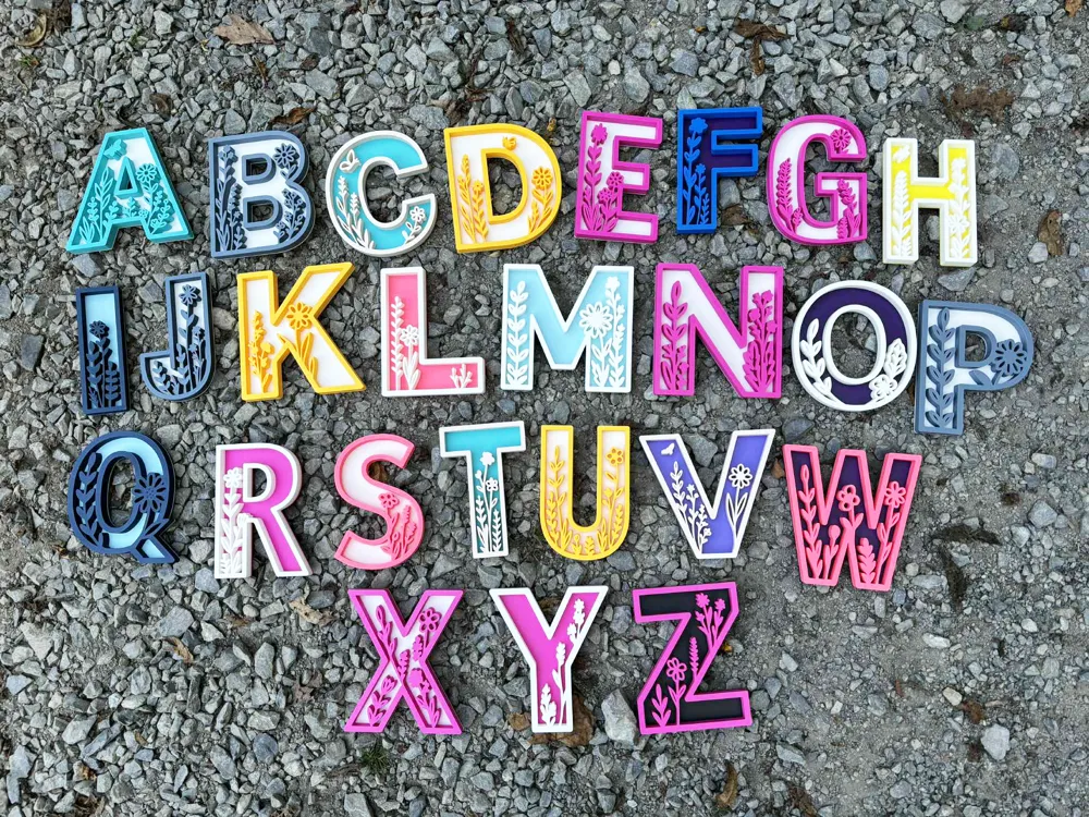 Floral Decor Letters - Free 3D Print Model - MakerWorld