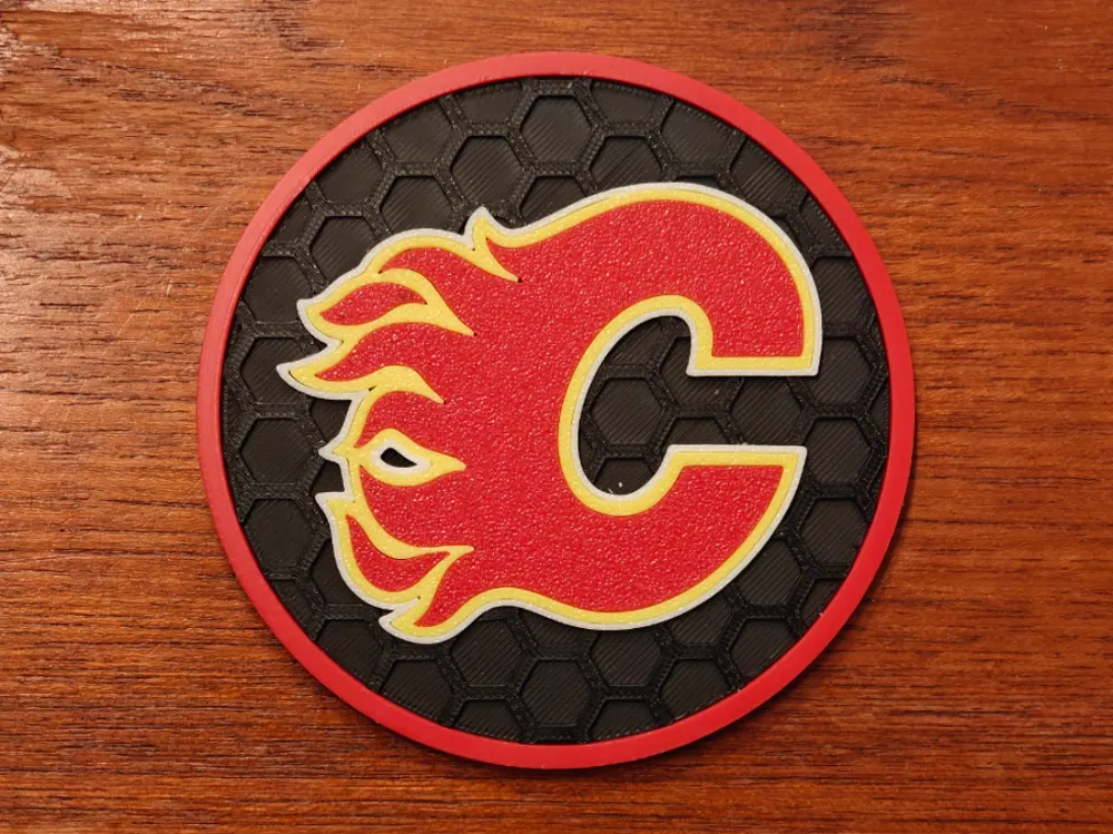 Calgary Flames: Hex Coaster - Free 3D Print Model - MakerWorld