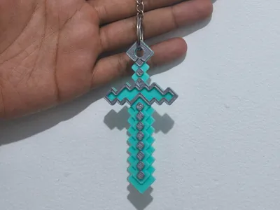 Minecraft sword keychain by Penguino MakerWorld: Download Free 3D Models