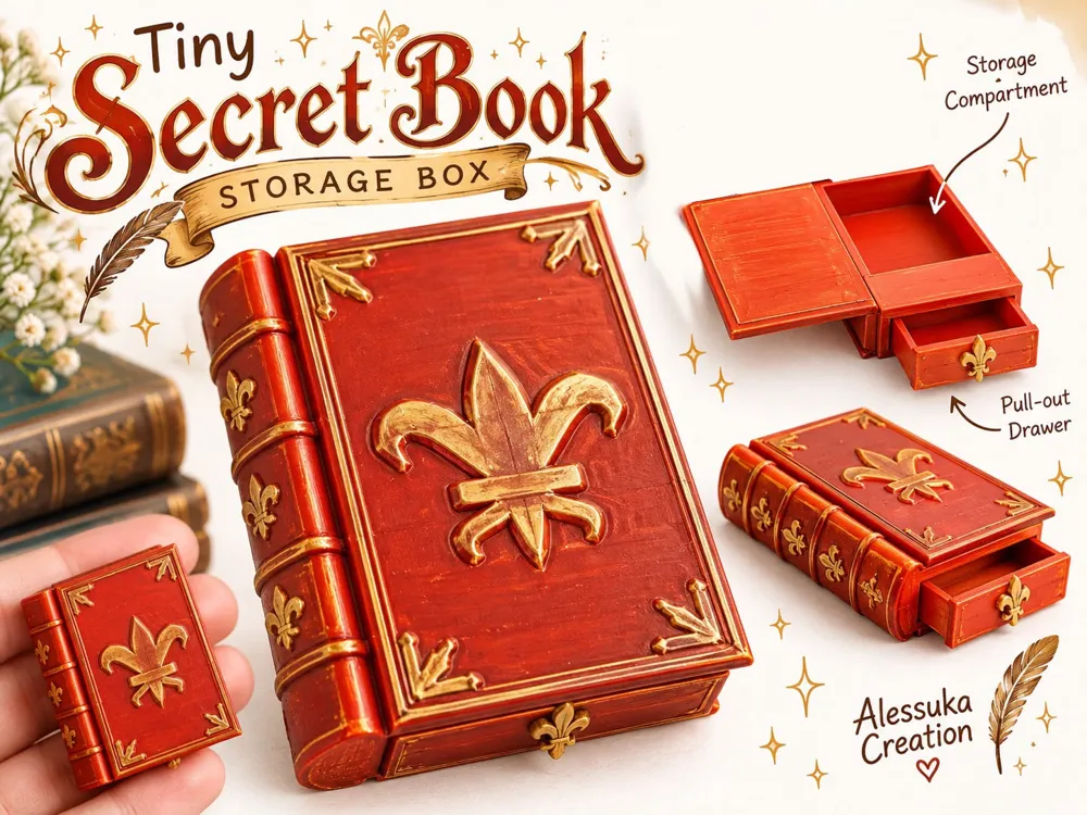 Tiny Secret Book Storage Box ( or keychain) - Free 3D Print Model ...