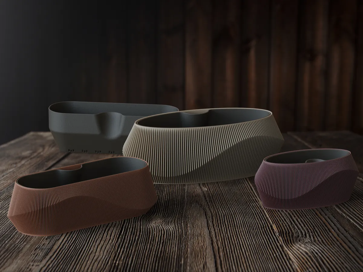 Vaso de Plantas Triplo com Fachada Ondulada e Autoirrigável por Ikigaiform MakerWorld: Baixe ...