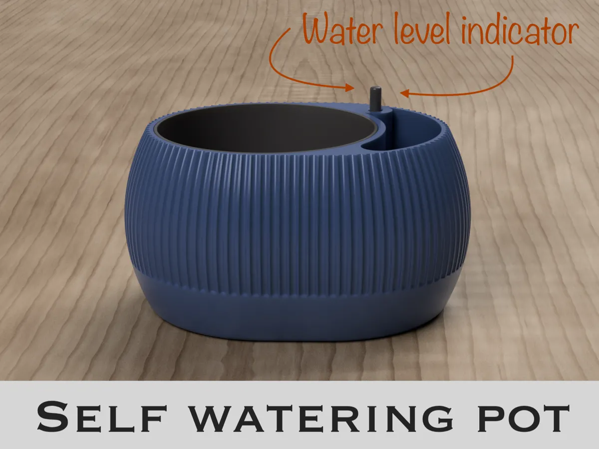 Self watering plant pot with water level indicator - Free 3D Print ...