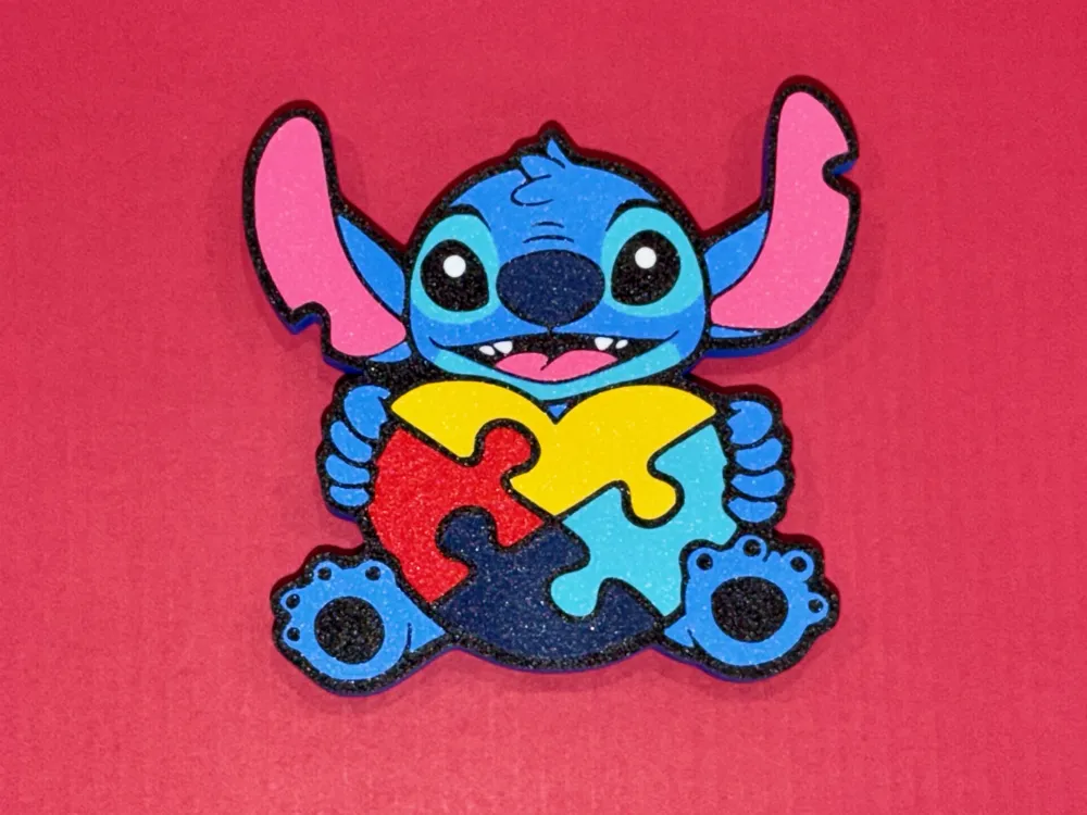 Stitch Autism Awarenes Wall/Desk Sign - Free 3D Print Model - MakerWorld