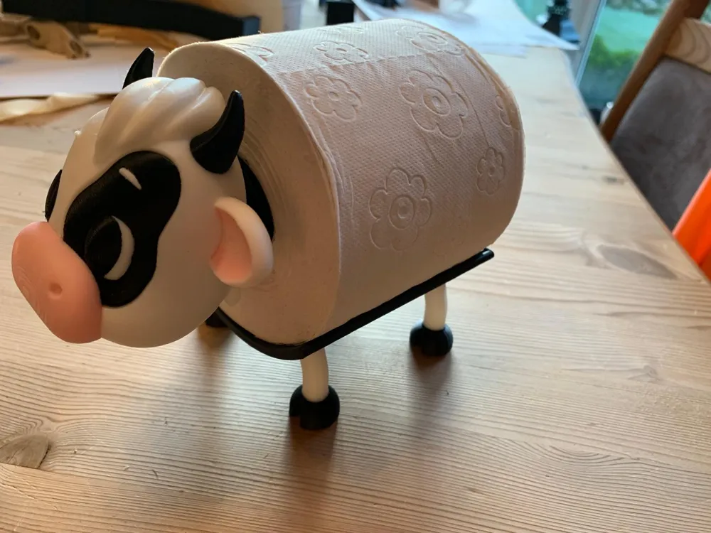 Cow toilet paper holder - Free 3D Print Model - MakerWorld