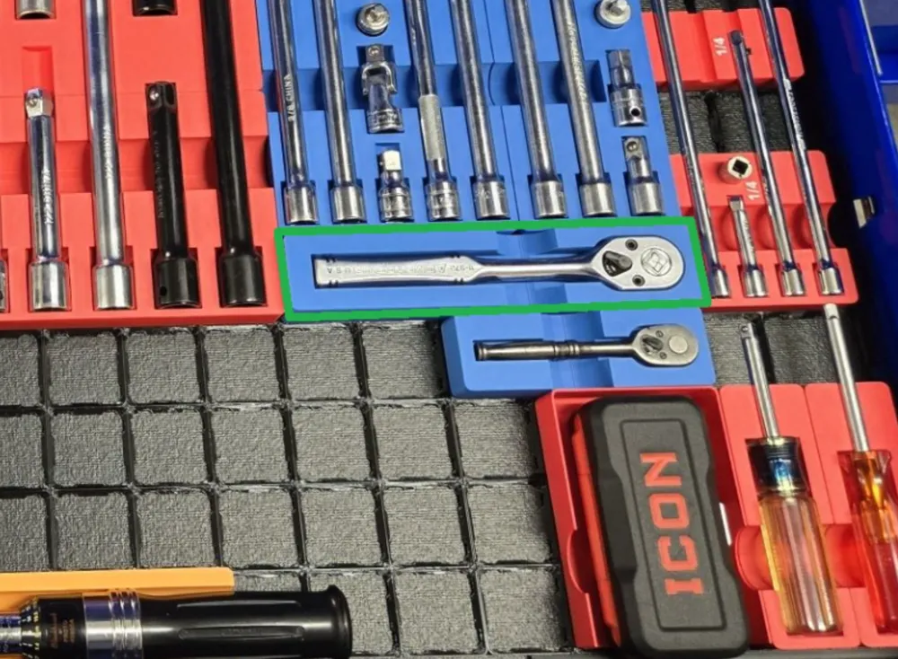 Gridfinity 3/8 Armstrong ratchet holder by VFRLuke - MakerWorld