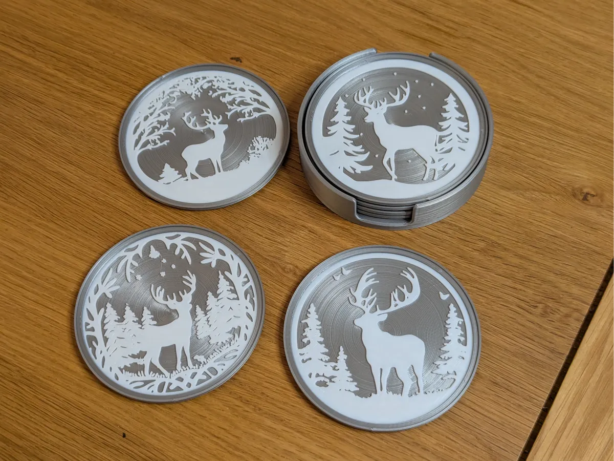 Christmas Reindeer 3D Stackable Coaster Set by DelPrints MakerWorld ...