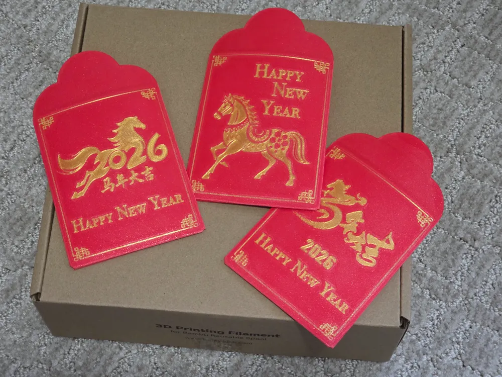 Horses Red Envelope (Red Pocket) 2026 New Year - Free 3D Print Model ...