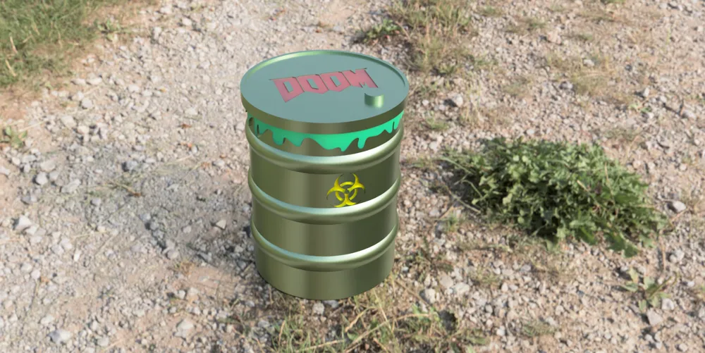 DOOM inspired toxic waste barrel model with unscrewable lid by porlock ...
