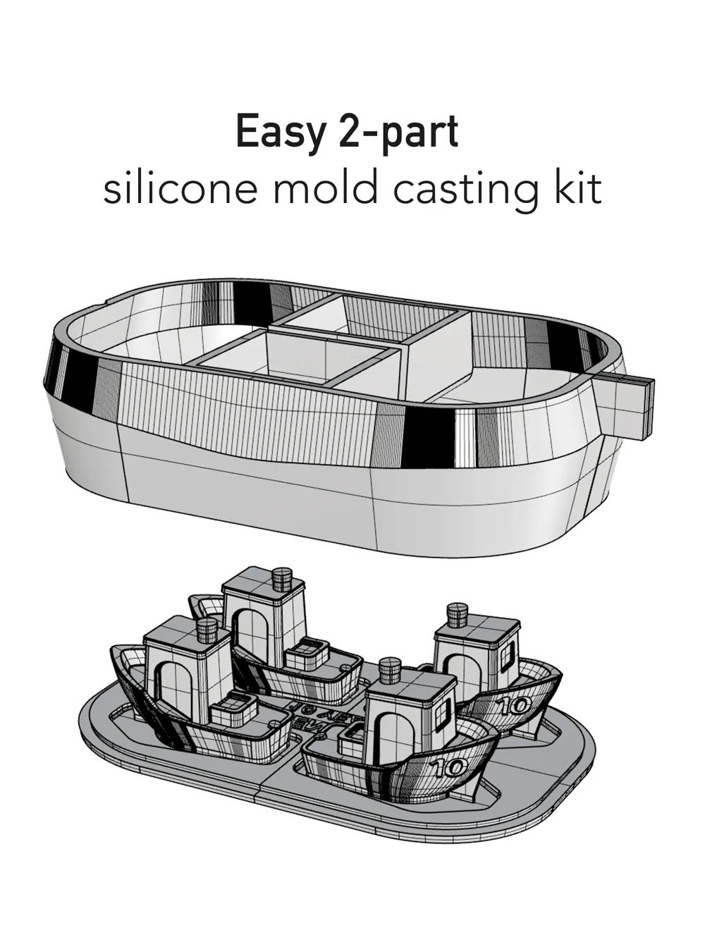 Benchy Ice Cube Tray Mold Making Kit - Free 3D Print Model - MakerWorld
