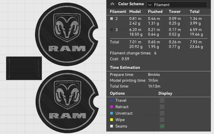 Dodge Ram Cup Holder Coaster set of 2 by CYBR3D MakerWorld: Download ...