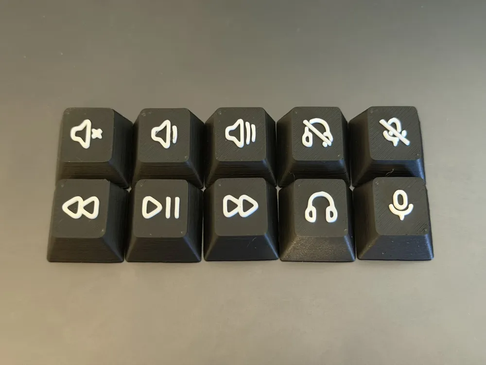 Audio Control Keycaps (Play/Pause, Volume, etc) - Free 3D Print Model ...