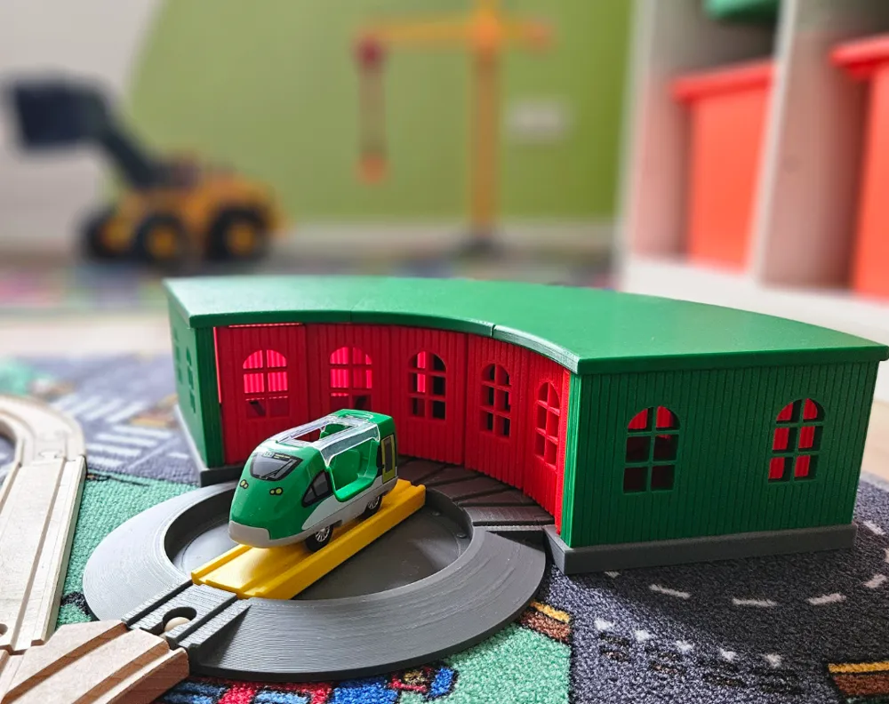 Turntable and Engine Shed for Wooden Railway by Dennywee - MakerWorld