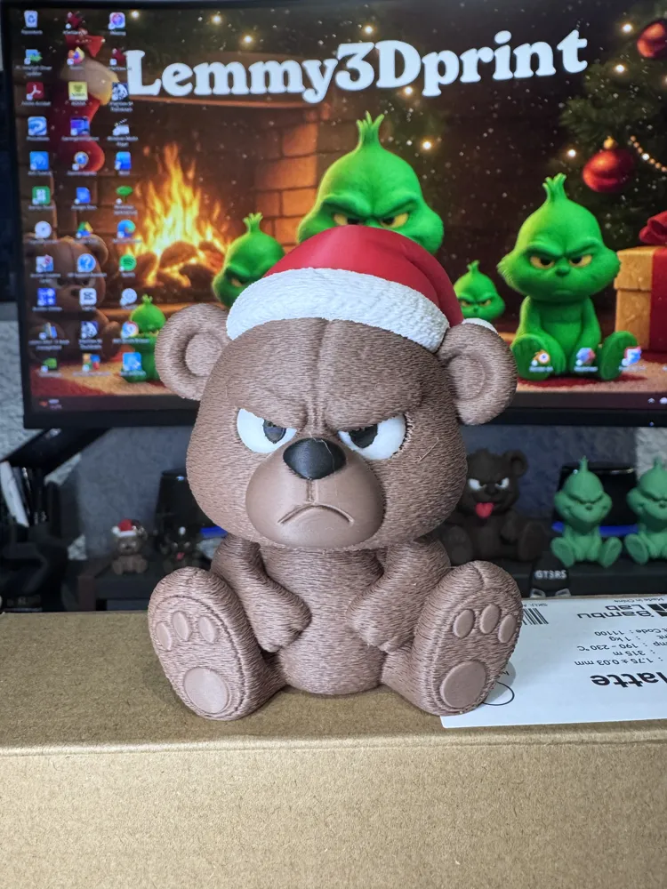 Grumpy Christmas Bear - Free 3D Print Model - MakerWorld