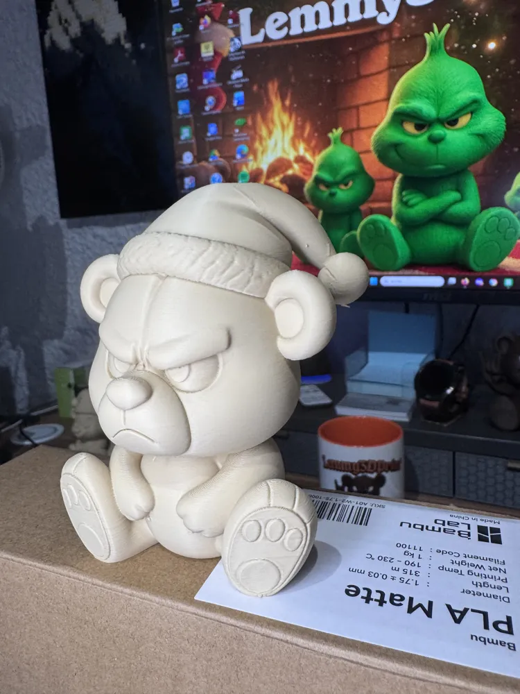 Grumpy Christmas Bear - Free 3D Print Model - MakerWorld