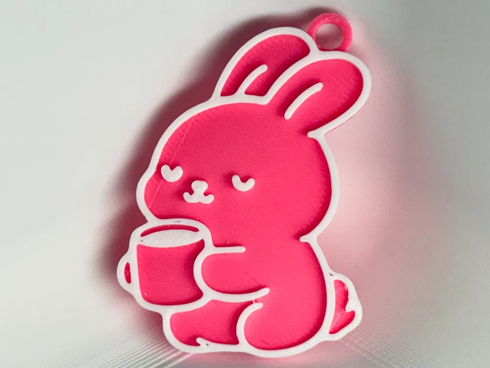 Bunny Drinking Coffee Keychain by Nolan Cramer - MakerWorld