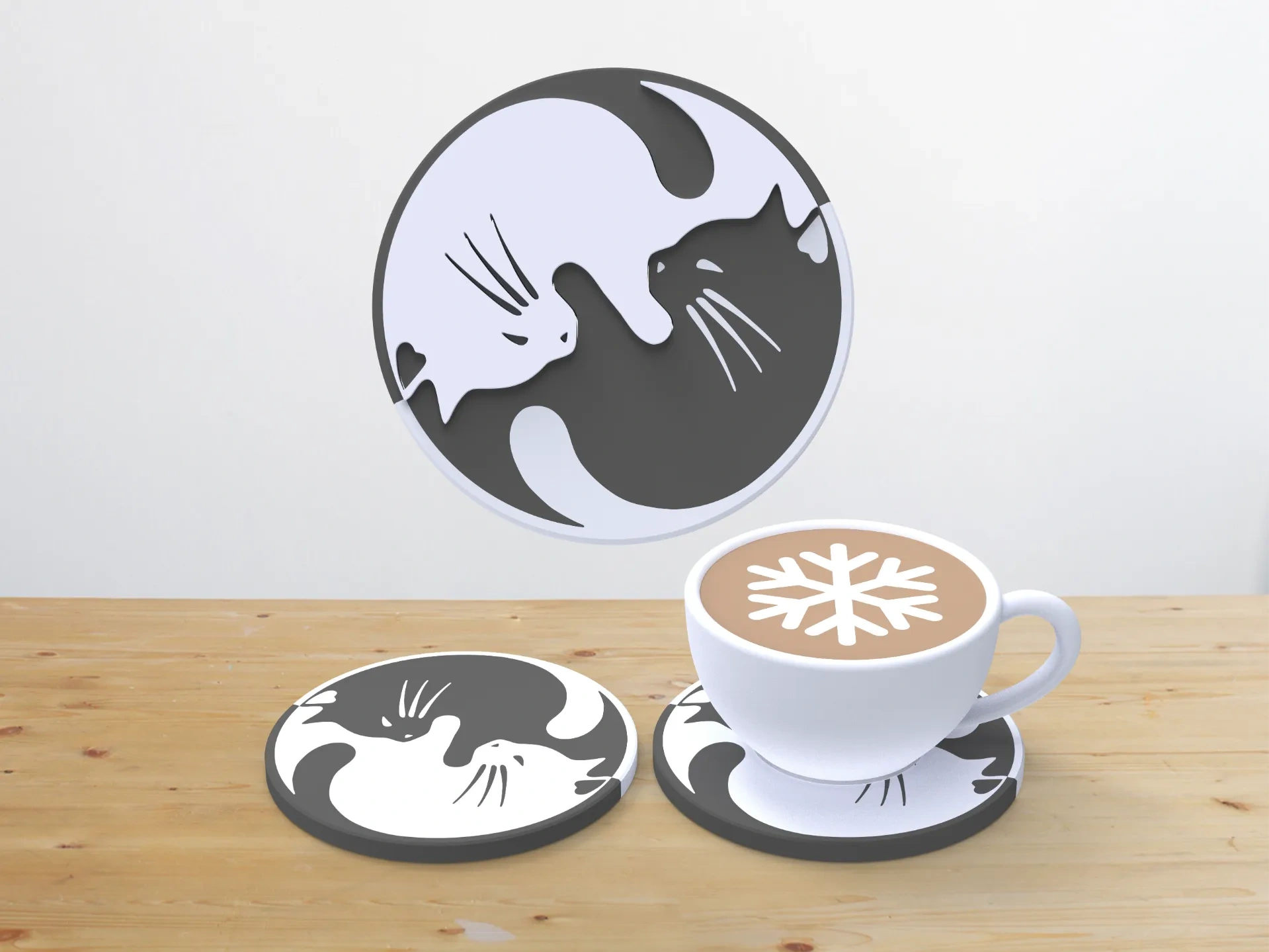Twin Cat Coasters|Double-Sided Cat Coffee Coasters by Cloud Sea ...