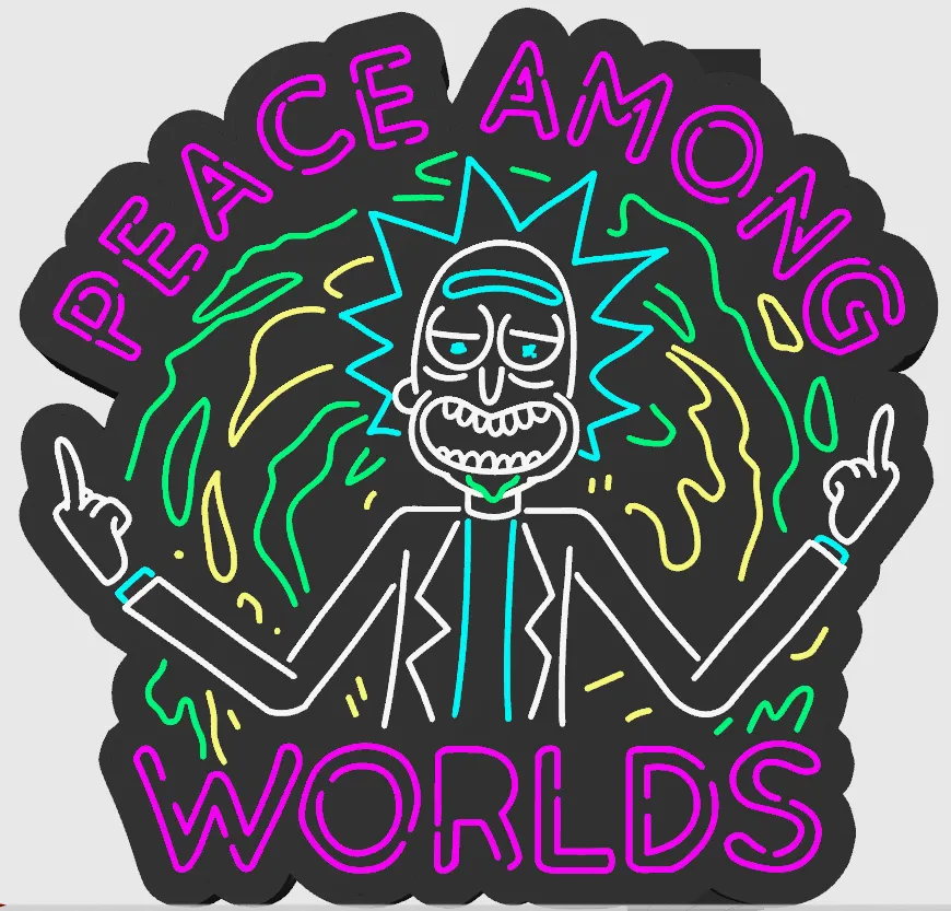 Rick Sanchez Peace Among Worlds Light Box by Bromigo77 - MakerWorld