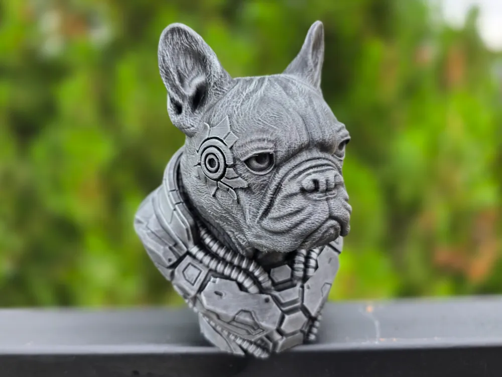 CYBERPUNK FRENCH BULLDOG BUST - Free 3D Print Model - MakerWorld