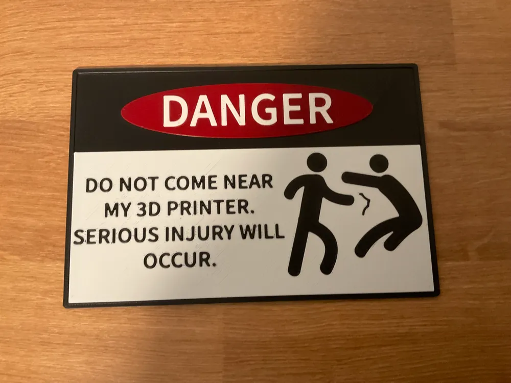 3D printer warning sign by RealD MakerWorld: Download Free 3D Models