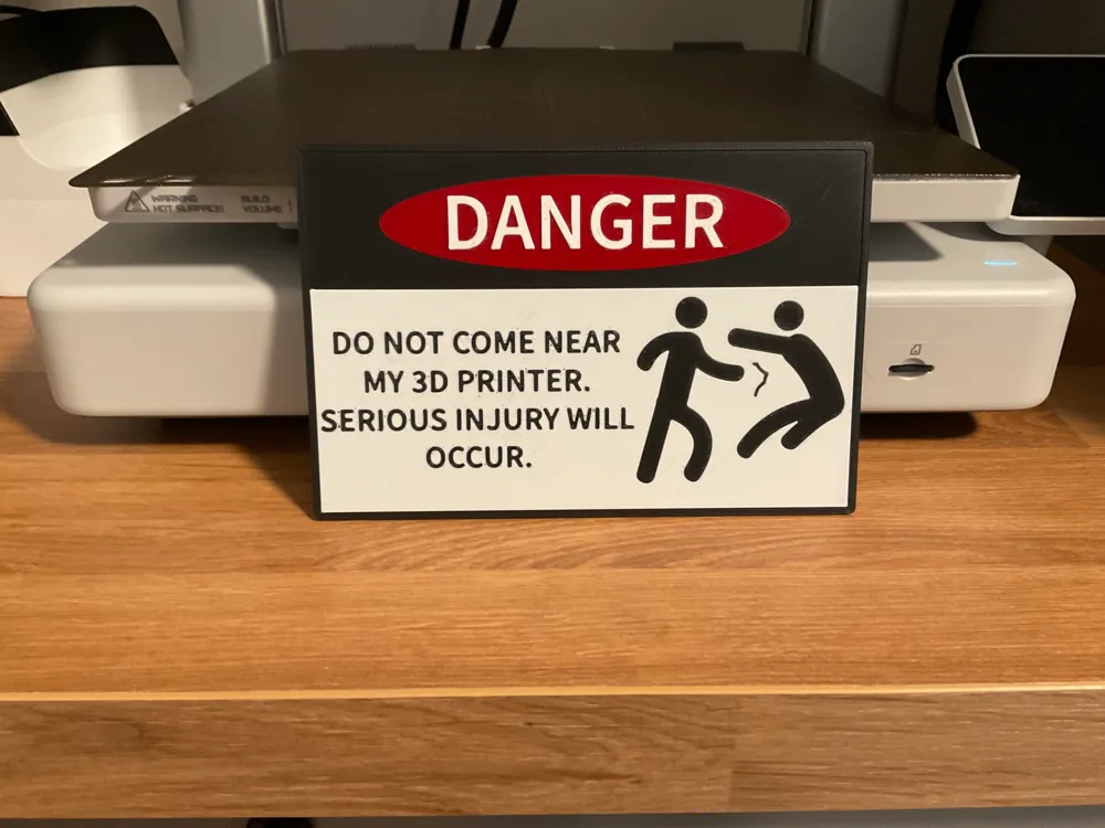 3D printer warning sign by RealD MakerWorld: Download Free 3D Models