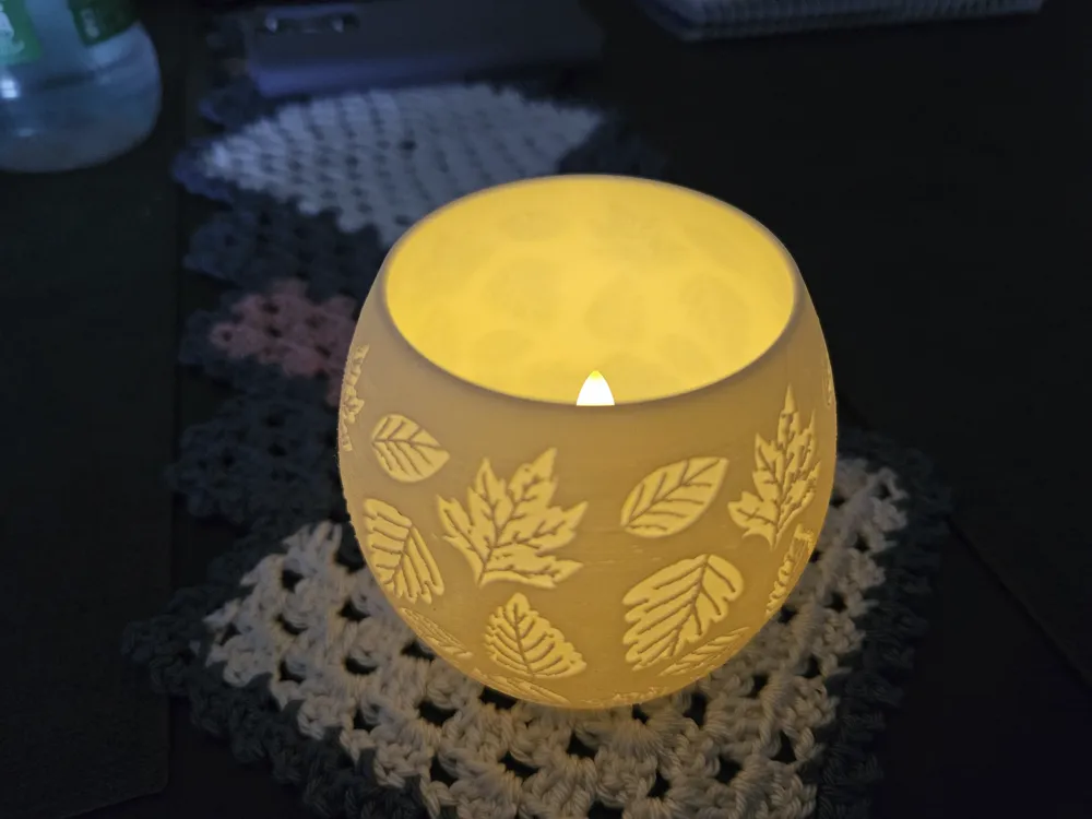 Tealight with fall decor - Free 3D Print Model - MakerWorld