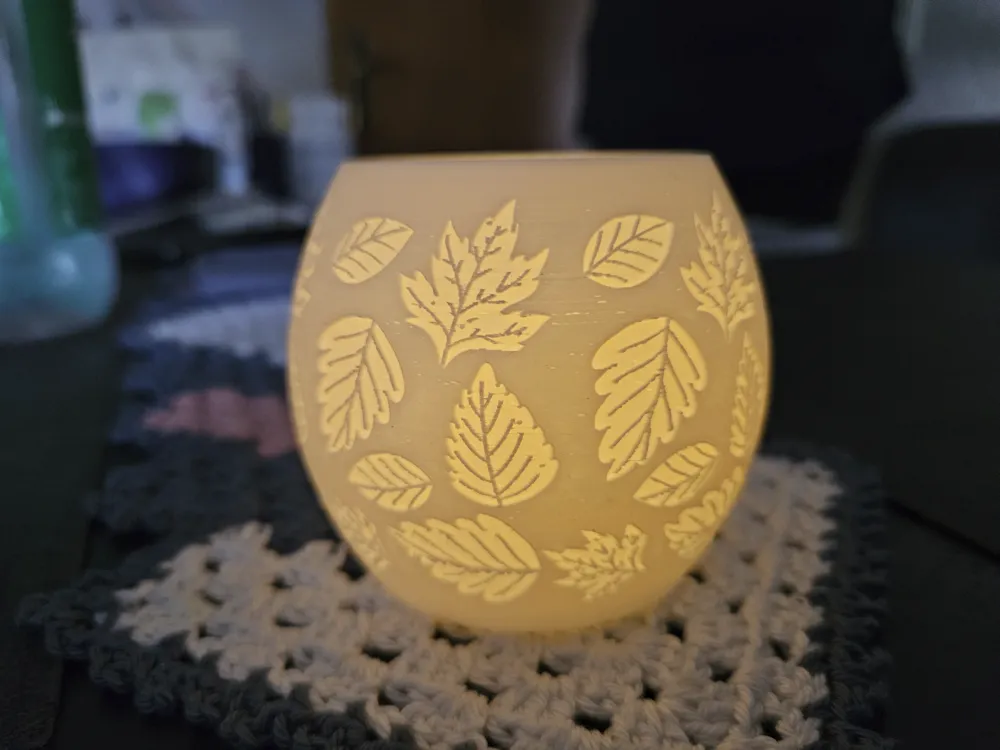 Tealight with fall decor - Free 3D Print Model - MakerWorld