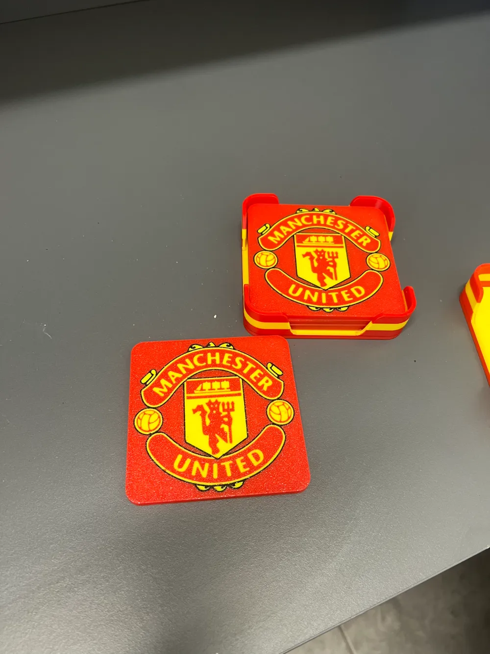 Red and yellow square coaster holder Remixed by Jman - MakerWorld