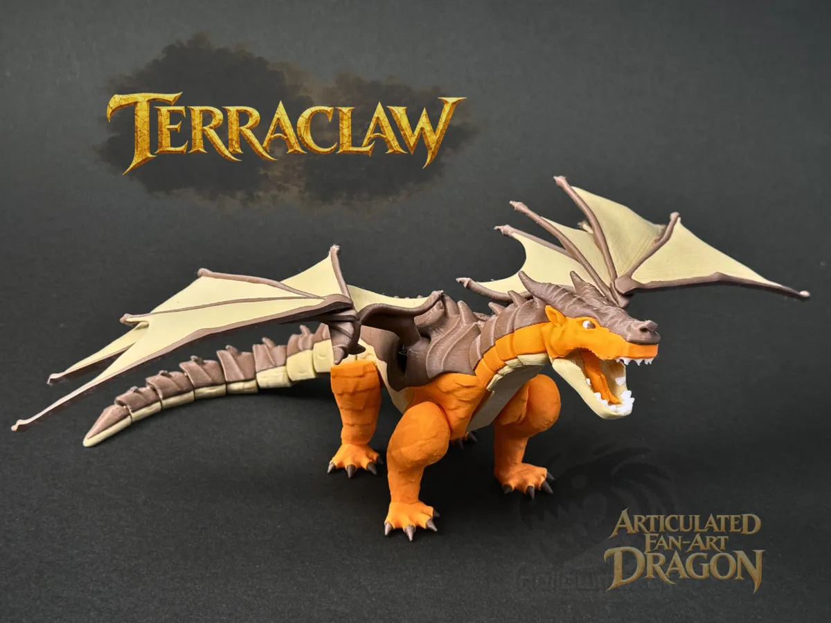 Terraclaw - Winged Articulated Dragon - Free 3D Print Model - MakerWorld