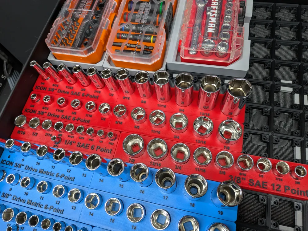 ICON 3/8" SAE Socket Set Gridfinity Holder by DisownedPenny MakerWorld: Download Free 3D Models