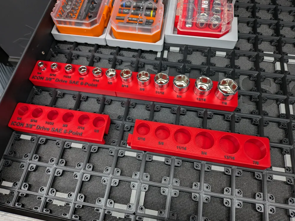 ICON 3/8" SAE Socket Set Gridfinity Holder by DisownedPenny MakerWorld: Download Free 3D Models
