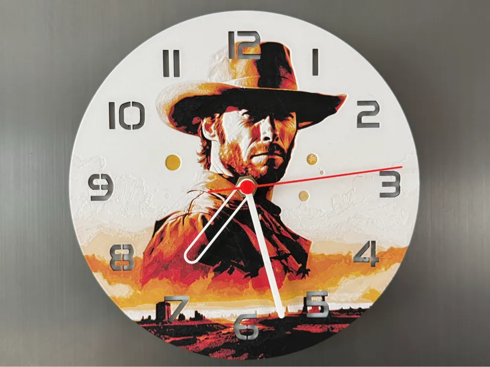 wall / desk clock Clint Eastwood HueForge by cP3D - MakerWorld